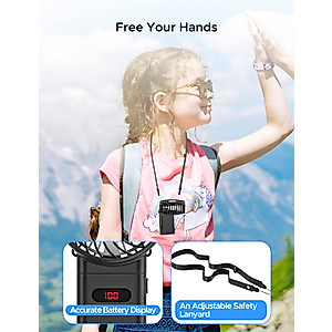 Creiv Handheld Fan, 4000mAh Battery Operated Rechargeable Small Pocket Fan, Personal Neck Fan with Adjustment Lanyard Hands-Free, Suitable for Outdoor Camping Shopping Travelling