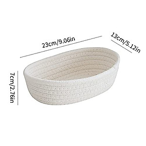 Pretty Comy Small Cotton Rope Storage Basket, Oval Woven Storage Basket Containers for Organizing Toys, Makeup, Baby Nursery