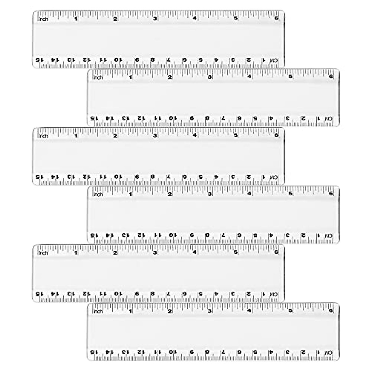 6 Pcs Clear Ruler ,6 inch Ruler, Plastic Ruler, Drafting Tools, Rulers for Kids, Measuring Tools, Ruler Set, Ruler inches and Centimeters, Transparent Ruler, Small Ruler