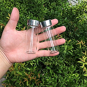 12units 30x80mm Empty Jars Glass Bottle with Aluminium Silver Color Screw Cap 40mlSealed Liquid Food Gift Container (12, 40ML-Silver Lid)