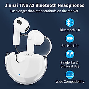 Jiunai Wireless Earbuds for iPhone 13 Pro Max, Bluetooth 5.0 Noise Canceling True Wireless Headphones with Charge Case TWS Stereo Earphone for iPhone 14 Pro iPad Samsung S23 A14 Pixel 7 Pro G Pure