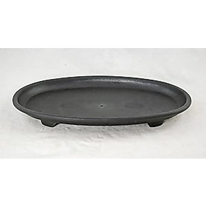 Oval Black Plastic Humidity/Drip Tray for Bonsai Tree and House Indoor Plants - 9.5"x 6.5"x 1"