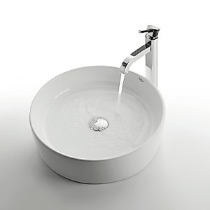 Kraus FVS-1007-PU-10CH Ramus Single Lever Vessel Bathroom Faucet with Matching Pop Up Drain Chrome