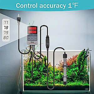 hygger Pinpoint Saltwater Aquarium Heater with Digital Thermostat IC Temp Controller, Titanium Tube Submersible Fish Tank Heater for Coral Reef 100 Watt