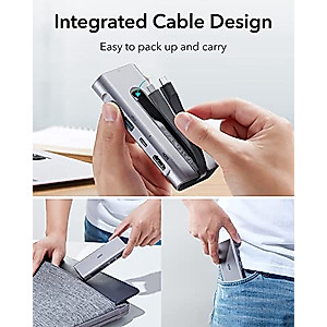 ESR 8-in-1 Portable Hub, USB-C Hub with Gigabit Ethernet, 4K@30Hz HDMI, 100W PD, 2 USB 3.0 Ports, 1 USB 2.0 Port, SD Card Reader, Compatible with iPad 10/Pro 11/12.9, MacBook Pro, and USB-C Devices