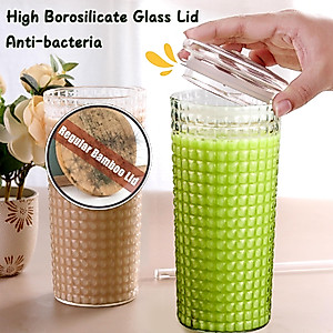Birity Glass Cups With Lids and Glass Straws,24oz High Borosilicate Glass Tumbler Iced Coffee Smoothie Soda Water Tea Cup-Wide Mouth Reusable Mason Jar Drinking Glasses Travel Mug, Clear
