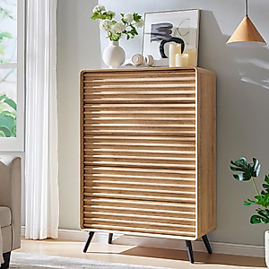 RedLemon 5 Drawers Dresser for Bedroom, 48'' Tall Mid Century Modern Wood Fluted Dresser for Bedroom, Living Room (Natural Oak)