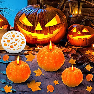 7 Pcs Pumpkin Candle Molds, Halloween Silicone Mold for DIY Craft Making Decoration Supplies, Thanksgiving Maple Mold and Ghost Mold for Candle, Chocolate, Candy, Clay, Soap, Butter Crafting Projects