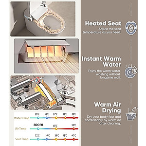 Kogven Smart BidetToilet, Modern One Piece Toilet with Bidet Built in, Heated Seat, Warm Water Washing & Air Dryer, Auto Flush, Self-Clean Stainless Steel Nozzle,LED Display, Slow Close Lid