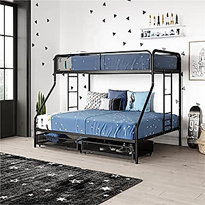 DHP Joslin Twin/Full Bed with Storage, Black Metal Bunk