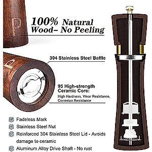 Premium Tableware Gifts With Adjustable Coarseness Salt Refillable Salt Grinder Shaker Mill Manual Wood Pepper Mill
