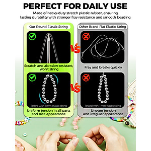 6 Rolls FIVEIZERO Elastic Bracelet String Cord, 0.4mm, 0.5mm, 0.6mm, 0.7mm, 0.8mm, 1mm Crystal Clear Stretchy Elastic Bead String for Bracelets, Jewelry Making and Clay Pony Seed Stone Beads Beading