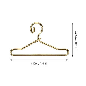 Healifty 50pcs Mini Doll Clothes Hangers Gold Dollhouse Clothes Doll Gown Dress Outfit Holder Metal Miniature Clothes Stand 40mm