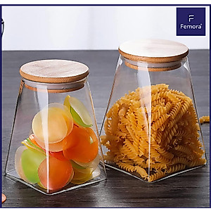 Femora Kitchen Storage Jars Borosilicate Glass Jars for Kitchen With Wooden Lid Air Tight Jar, 900 ML, Pack of 1