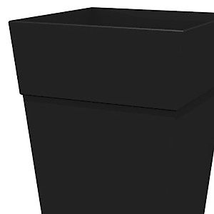 Bloem Tall Finley Tapered Square Planter: 25" - Black - Matte Textured Finish, 100% Recycled Plastic Pot, for Indoor and Outdoor Use, Gardening, 9 Gallon Capacity