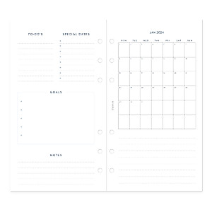 Filofax Calendar Diary Refill, Personal/Compact Size, Week-to-View, Garden Minimal Diary Pack, Multilingual: Five Languages, 2024 (C68492-24)