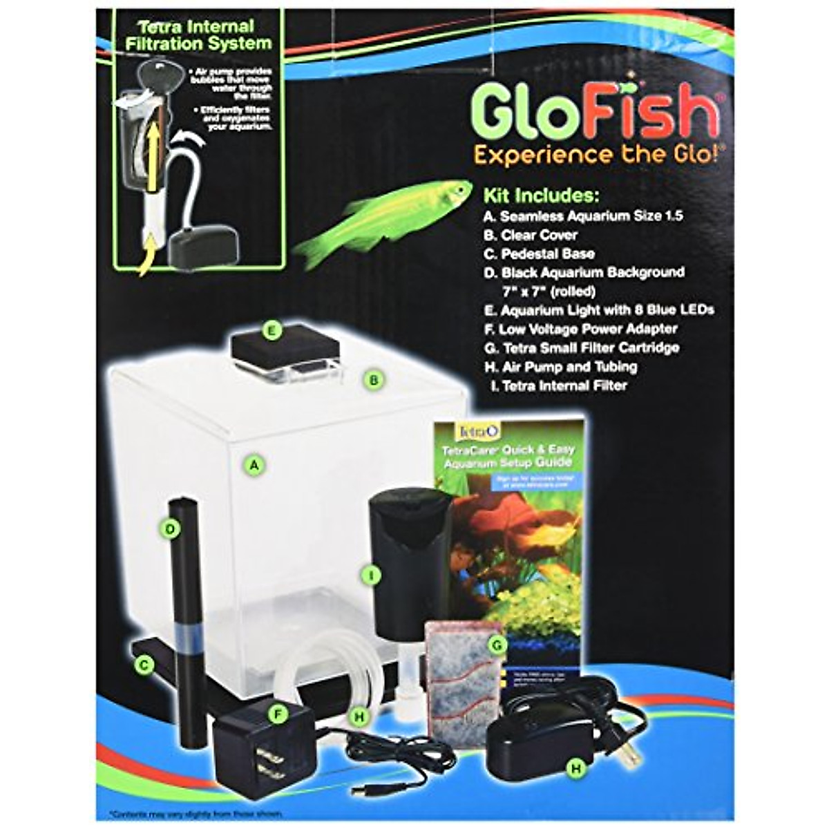 Tetra GloFish Betta Aquarium Kit 1.5 Gallons, Easy Setup and Maintenance, Perfect Starter Tank,Black/Clear