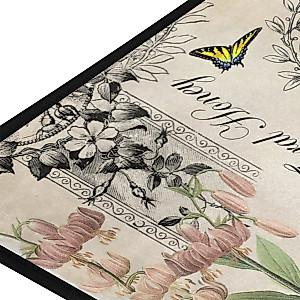 CHIFIGNO Vintage French Bee Garden Kitchen Rugs Cushioned Anti Fatigue Standing Mat Waterproof Non Slip for Kitchen, Floor Home, Office, Sink, Laundry 39" X 20"