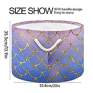 2 Mermaid Storage Bin Basket Large Round Nursery Storage & Rectangular Storage Bin, Book Bag, Gift Baskets