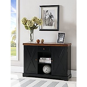 Kings Brand Furniture - Wood Buffet Cabinet Console Table, Black / Walnut
