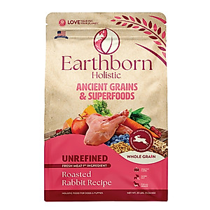 Earthborn Holistic Unrefined Roasted Rabbit with Ancient Grains & Superfoods Dry Food for Dogs & Puppies (25 lb. Bag)