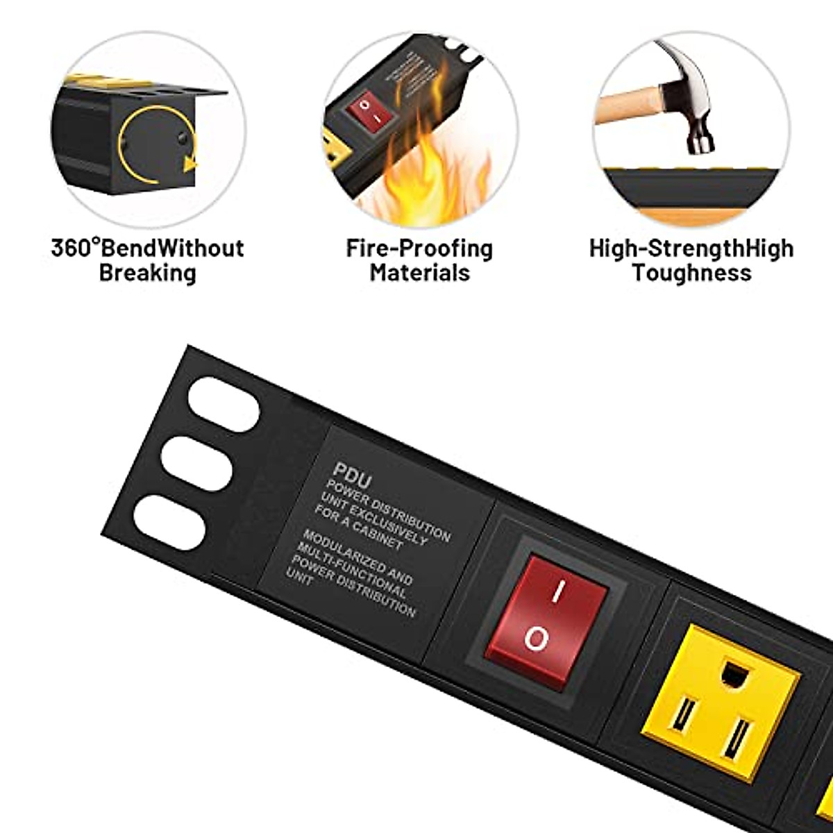 BTU Power Strip Surge Protector Rack-Mount PDU, 8 Right Angle Outlets ...