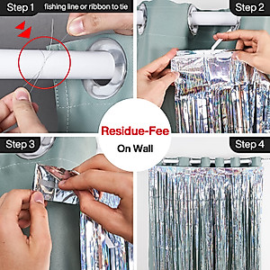 PartyWoo Foil Fringe Curtains Silver, 2 pcs 3.3x6.6 ft Silver Streamers, Fringe Backdrop, Tinsel Backdrop, Tinsel Curtain, Metallic Door Shimmer, Birthday Party Streamers, Christmas Decorations