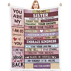 LOVINSUNSHINE Sister Blanket,Happy Birthday Gifts from Sister,Best Sister Presents Adult, for Sister,Great Sister Gifts for Women,Unique Big Sister Gift Cozy Fleece Sherpa Throw 60x80