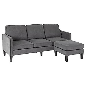 PayLessHere Futon Sofa Couch L Shaped Couch Convertible Sectional Sofa Small Sofa Fabric Sofa for Small Living Room, Apartment and Small Space,Grey