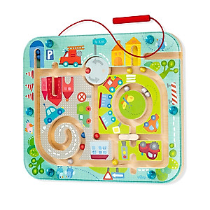 HABA Busy Board for Toddlers 2-4: Town Magnetic Maze Puzzle Game - Toddler Travel Toys for Preschoolers