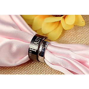 His Beauty Rose Flower Ring Stainless Steel Wedding Bands Anniversary Engagement Promise Ringg Valentines Day Present (Her Size 10)