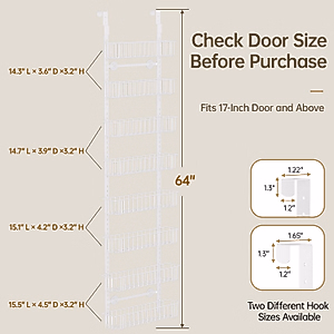 Delamu Over the Door Pantry Organizer, Adjustable 8-Tier Pantry Door Organizers and Storage, Hanging Spice Rack Shelves for Home & Kitchen, Metal Cabinet Door Organizer, Laundry Room Organization