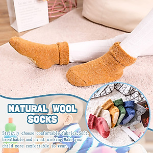 AMENLAN Baby Wool Floor Socks Soft Winter Warm Thick Non slip Toddler Boys Girls Crew Neck Socks 6 pairs (Solid Color B, 0-12 Months)