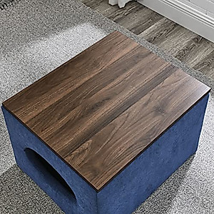 HomSof 25" W 5 Pieces Ottoman Bench Set,Modern Design Hollow Storage Ottoman, Upholstery Coffee Table, Two Small Footstools,Easy Storage and Wide Use,Waterproof,Oil-Proof,Scratch-Proof,Blue