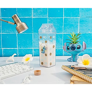 Silver Buffalo Disney Lilo and Stitch “Coconut Milk” Plastic Milk Carton Bottle Featuring Stitch, 16.2 Ounces