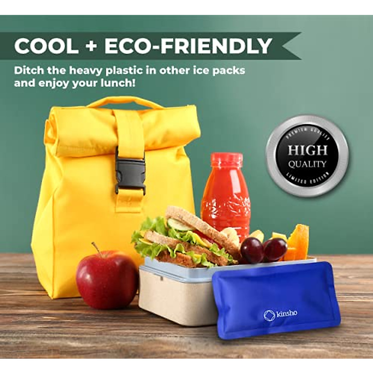 kinsho Ice Packs for Kids Lunch Box, Bag and Bento Boxes, 4 Pack Set, Reusable and Refreezable Soft Slim Pouches for Travel, School, Work or Camping, Long Lasting Cold, Flexible | Blue, Turquoise…