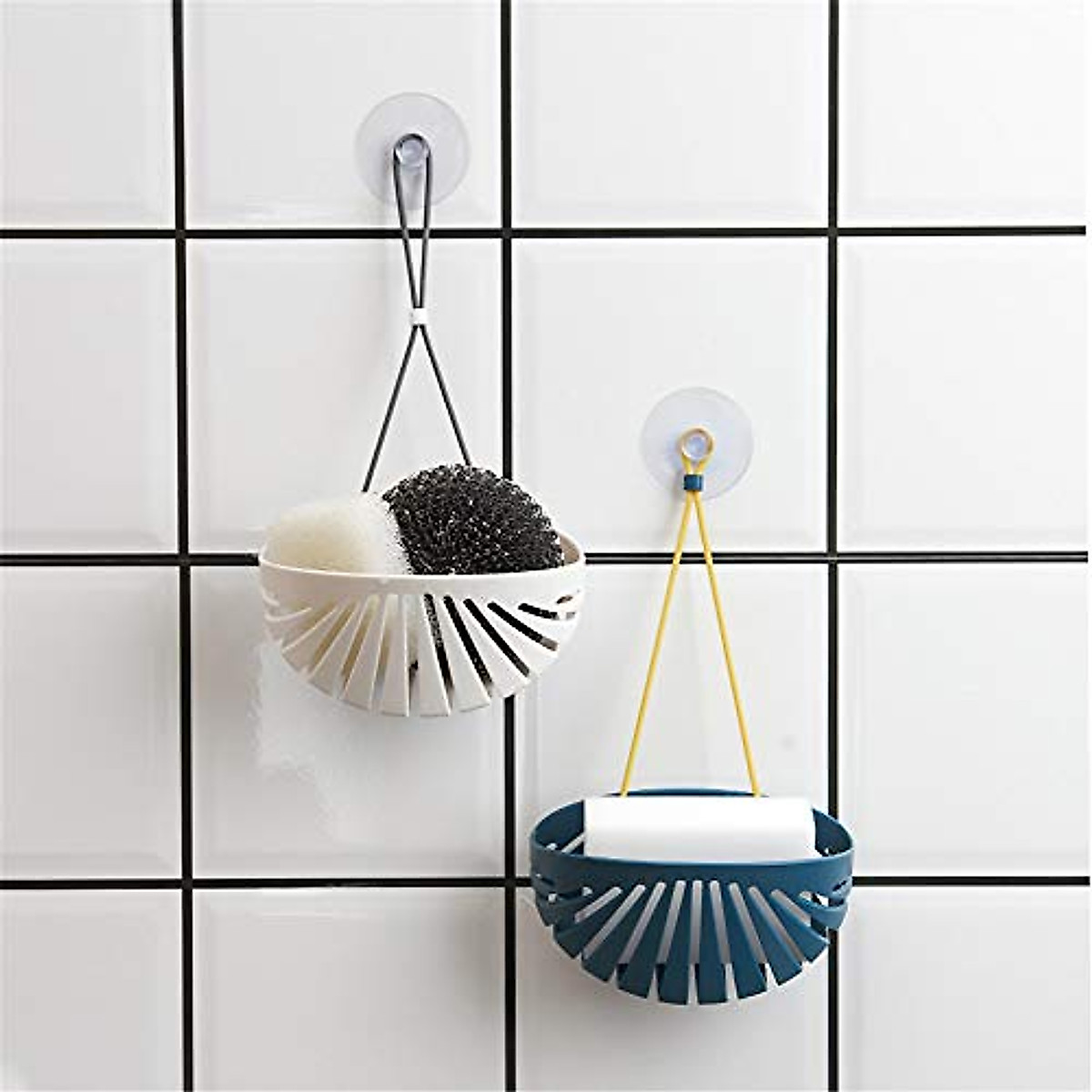 SDUSEIO Kitchen Sink Shelf Soap Sponge Drain Rack Holder Hanging Basket Storage Kitchen Organizer Sink Accessories Sink Caddy for Kitchen Bathroom, (Blue）