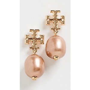 Tory Burch Women's Kira Pearl Drop Earrings, Tory Gold/Rose, One Size