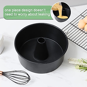 LIANYU 10 Inch Angel Food Cake Pan, Black Nonstick Tube Pan for Baking Pound Cake, Deep Chiffon Mold with Stainless Steel Core, Easy to Release, Leak Proof