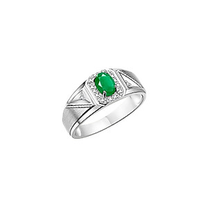 Rylos Simply Elegant Beautiful Green Emerald & Diamond Ring - May Birthstone* Size 10