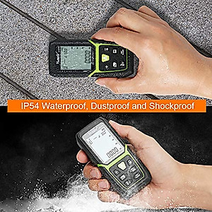 Huepar Laser Distance Meter 393Ft with Li-ion Battery & Electric Angle Sensor, Backlit LCD Laser Measure M/in/Ft with High Accuracy Multi-Measurement Modes, Pythagorean, Distance, Area&Volume-LM120A