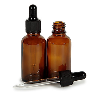 Vivaplex, Amber, 4 oz Glass Bottles, with Glass Eye Droppers - 2 pack