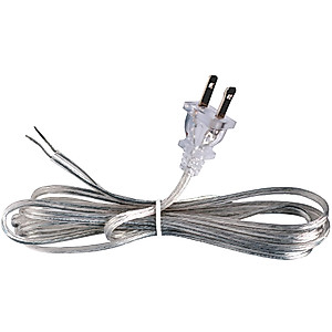 Creative Hobbies Clear Silver Lamp Cord, 8 Foot Long, Replacement Lamp Cord Lamp Repair Part, 18/2 SPT-1 Wire, UL Listed | 1 Pack