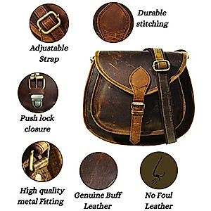 Satchel And Fable Handmade Women Leather Vintage Brown Cross Body Shoulder Bag (Small, Brown)
