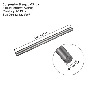 PATIKIL Graphite Rod Graphite Stirring Rod Cylinder Stick Carbon Rod 150x10mm Black for Electrode, Melting Casting, Crucibles, Pack of 2