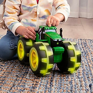 Monster Treads Lightning Wheels Light Up Tractor Deluxe - John Deere Tractor Toys - Light Up Monster Truck Tractor with Rainbow Lights and Sounds Medium