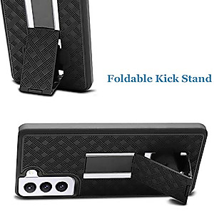 Fingic Galaxy S21 Case, Samsung Galaxy S21 Case Holster Case Combo Shell Slim Rugged Case with Built-in Kickstand Swivel Belt Clip Holster Shockproof Cover for Samsung Galaxy S21 6.2 inch 2021, Black