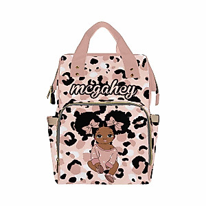 Artsadd Personalized Diaper Bag Backpack with Name, Dots Pink Bow Tie Bow Tie Daypack Mommy Nappy Baby Bag Customized Large Capacity Baby Backpack for Girls Baby Birthday Gifts