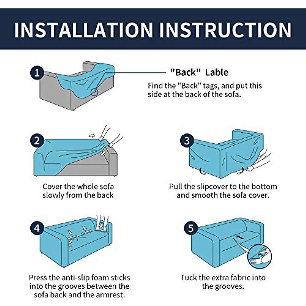 IMYOGI High Stretch Sofa Covers Thick Sofa Covers 1/2/3 Seater Velvet L Shape Sofa Slipcover Easy Fit Stretch Elastic Fabric Sofa Couch Furniture Protector-4 Seater+4 Seater-Lake Blue