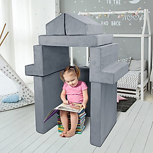 DREAMANIA 7PCS Kids Play Couch, 2024 Premium Modular Kids Play Couch for Toddler Child, Kid Foam Sofa for Bedroom Playroom Toyroom, Prefect Gift for Creative Girls & Boys, Grey